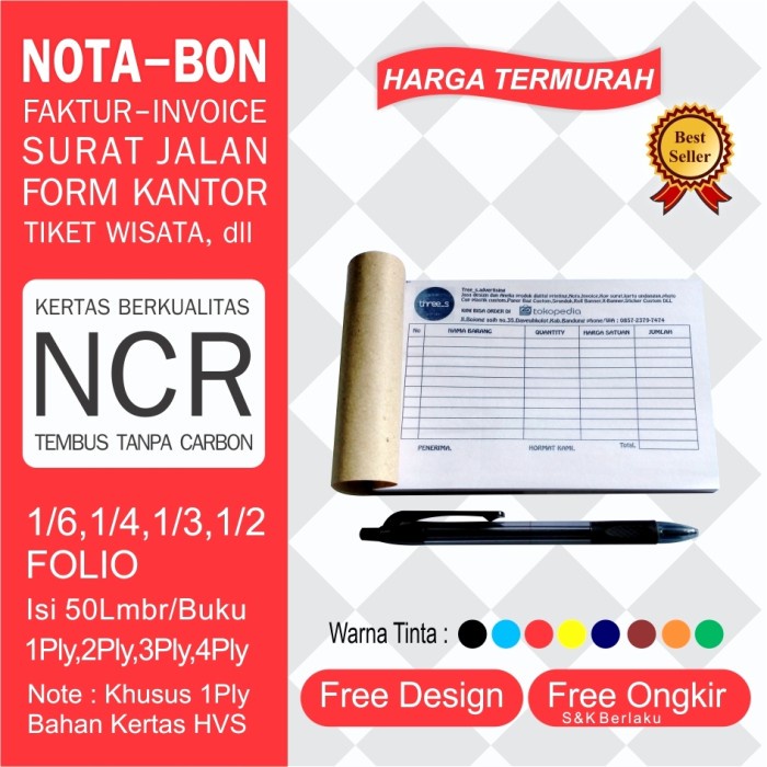Jual CETAK NOTA/BON/INVOICE 1RIM 1PLY/2PLY/3PLY/4PLY | Shopee Indonesia