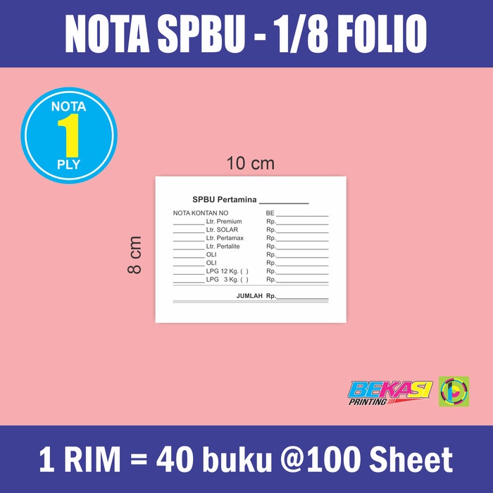 Jual Terlaris Cetak Offset Nota Manual Spbu Pom Bensin 1/8 Folio ...