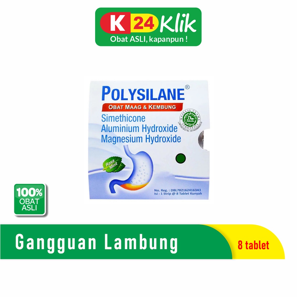 Jual Polysilane Chew Tablet 1 Strip Isi 8 – Obat Maag Kunyah / Pereda ...