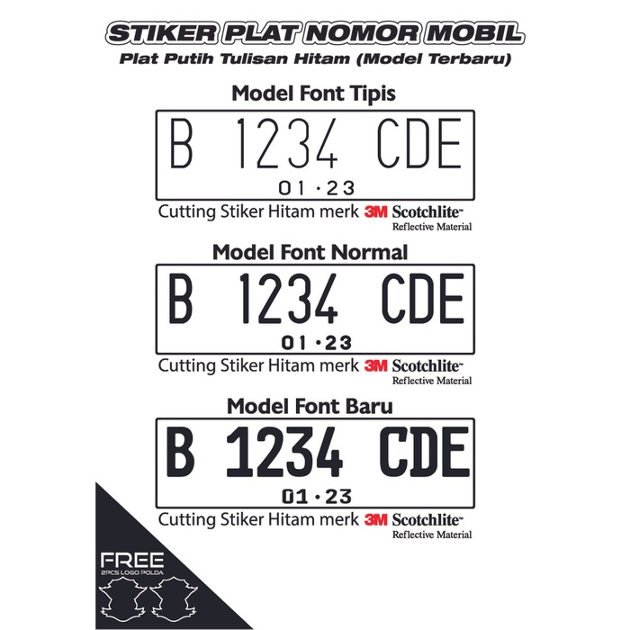 Jual STIKER PLAT NOMOR PUTIH TULISAN HITAM 3M SCOTCHLITE UNTUK MOBIL ...