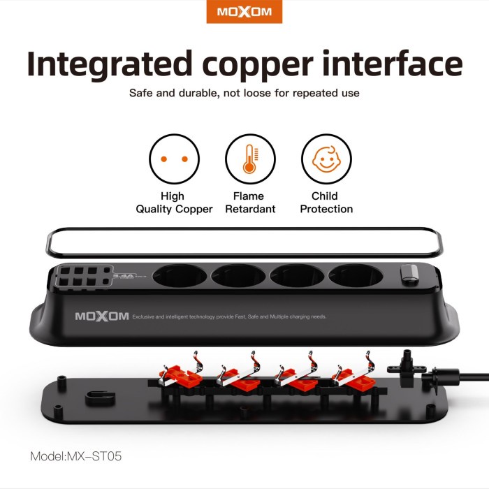 Jual Moxom Power Socket In 12 Outlets6 Usb, 2 Type-C,4 Eu 2Meter Mx-St05 | Shopee Indonesia