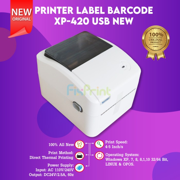 Jual Printer Barcode Thermal XPrinter XP-420B / 420B USB + Bluetooth ...