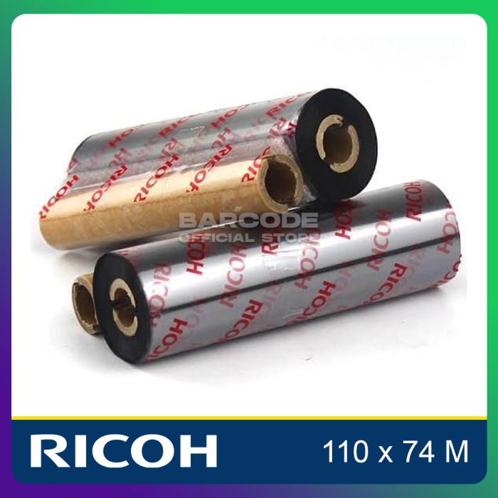 Jual RIBBON BARCODE FULL RESIN RICOH 110mm X 74m UNTUK LABEL SILVER ...