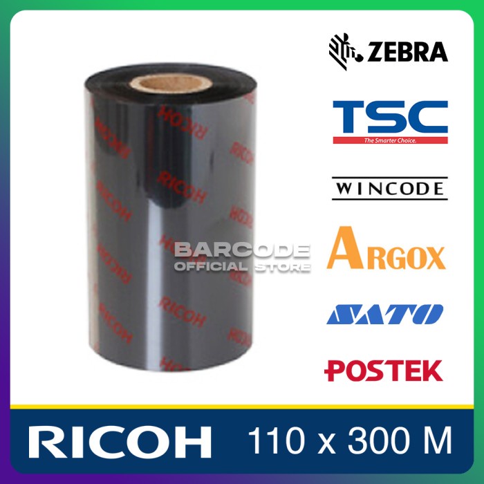 Jual RIBBON PRINTER BARCODE WAX RESIN ORI RICOH 110mm X 300m ( B110 A ...