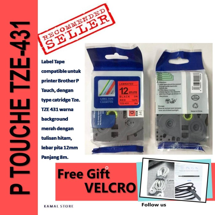 Jual TZE 431 P Touch tape label MERAH compatible BROTHER | Shopee Indonesia