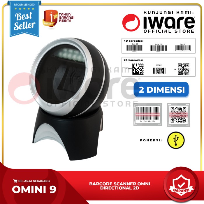 Jual Barcode Scanner Omni Omini 9 2D QR Code E-faktur | Shopee Indonesia