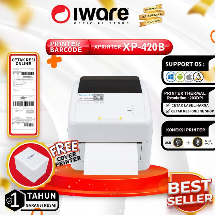 Jual PRINTER BARCODE THERMAL XPRINTER XP-420B USB+BLUETOOTH SUPPORT ...