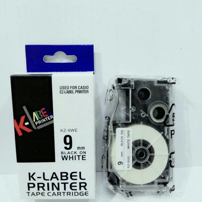 Jual k-label printer used for casio ez label printer black on white 9 mm | Shopee Indonesia
