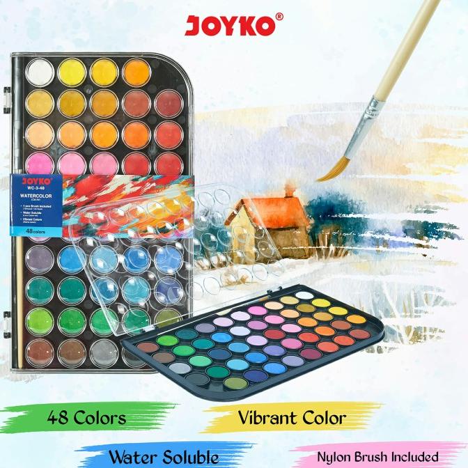 Jual Joyko Watercolour Set 48 Colours / Cat Air Joyko 48 Warna Set Wc-3 ...