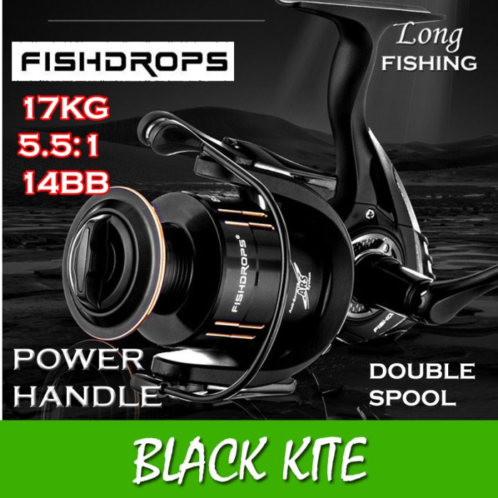 Jual NEW SERIES REEL PANCING POWER HANDLE FISHDROPS BLACK KITE BK ...