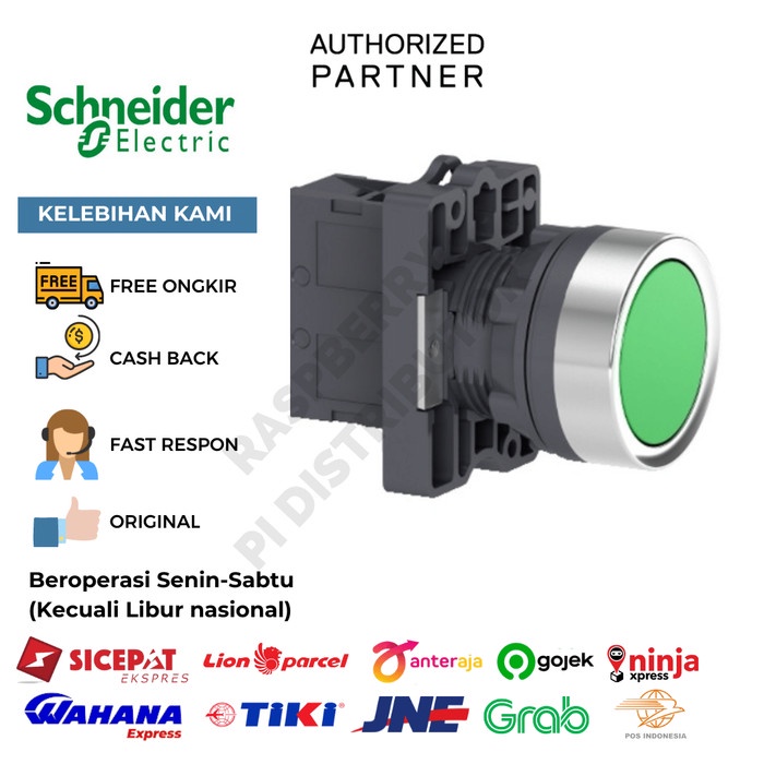 Jual Schneider Push Button Xa2Ea31 Pb,Flush,Green,1No | Shopee Indonesia
