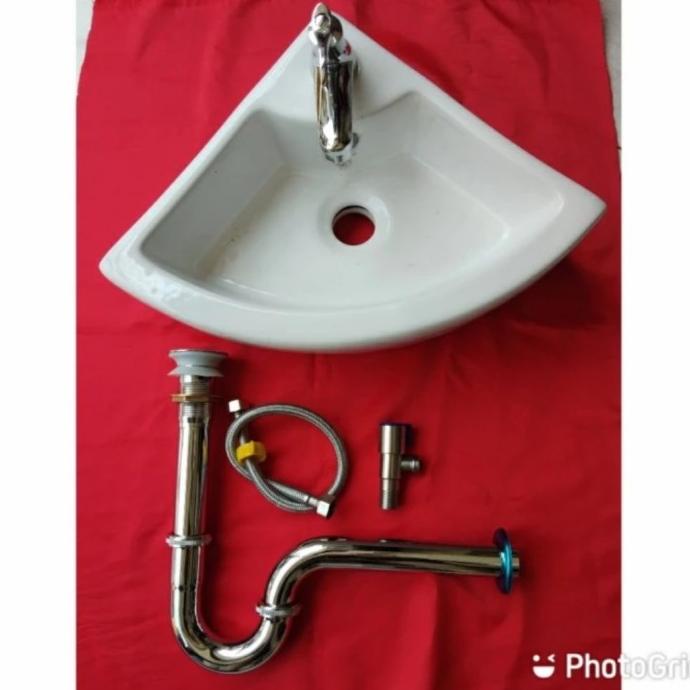 Jual WASTAFEL SUDUT KOMPLIT SET KRAN DINGIN MODEL TOTO / WASHTAFEL ...