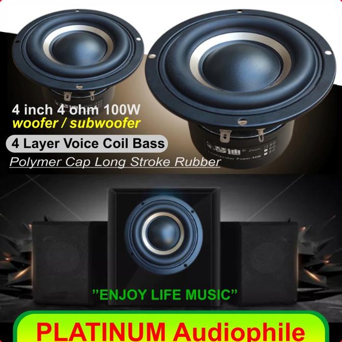 Jual Speaker Subwoofer Woofer Bass 4 inch 4" 4 ohm 40W 100W | Shopee ...
