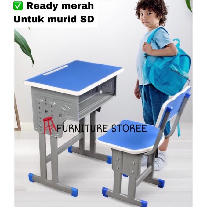 Jual meja sekolah meja belajar meja anak 1 set untuk SD SMP SMA biru ...