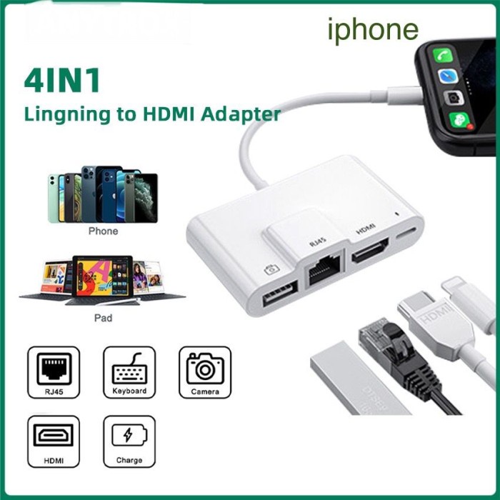 Jual LIGHTING TO HDMI 4 IN 1 DIGITAL AV ADAPTER I.PHONE CONVERTER HDMI ...