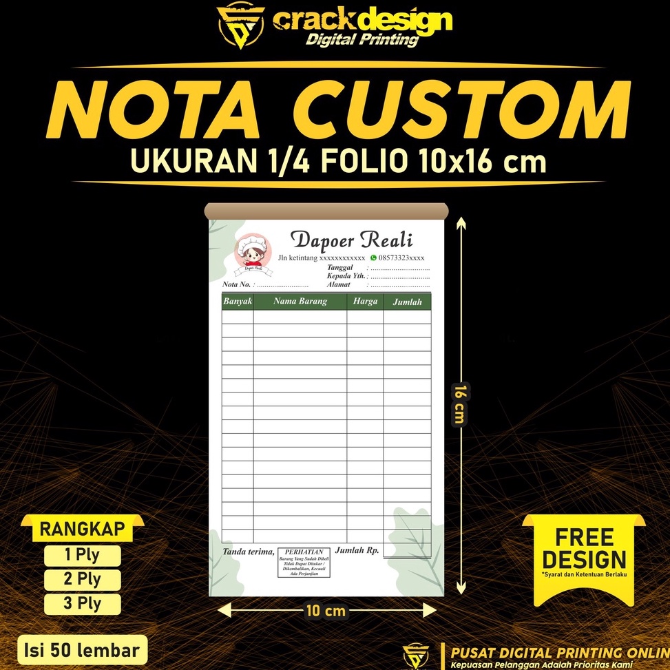Jual ↑Ready CETAK NOTA GROSIR UKURAN 1/4 FOLIO / NOTA TOKO / NOTA ...