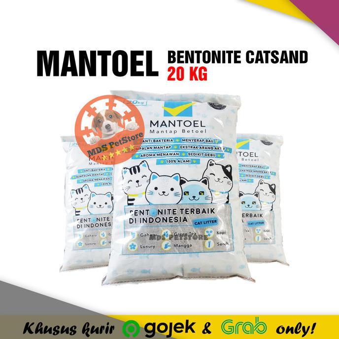 Jual MANTOEL Bentonite Cat Sand 20 Kg | pasir kucing mantul 25 liter ...