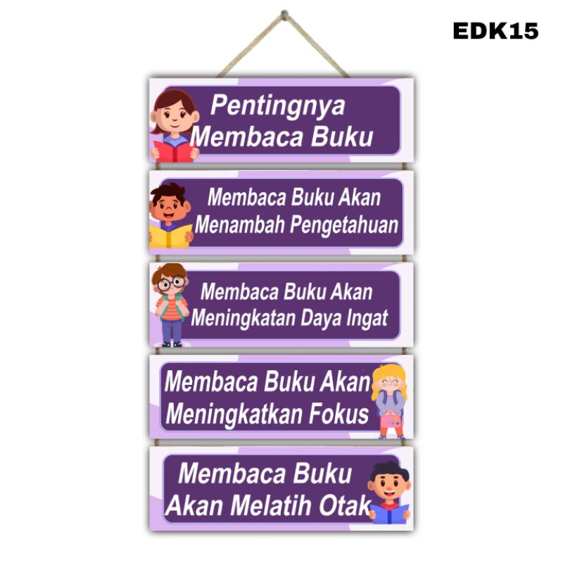 Jual COD ☑️ Hiasan dinding edukasi BIG SIZE 30x50 cm PENTINGNYA MEMBACA 5 susun gantungan ...