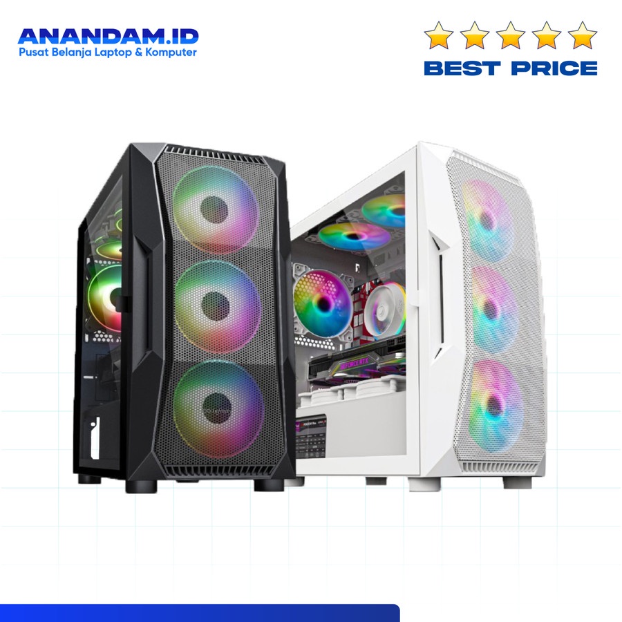 Jual Casing Infinity POSEIDON V2 - mATX Gaming Case - Putih with 3FAN ...