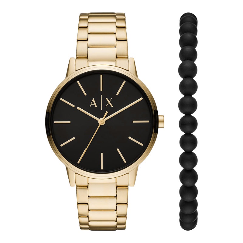 Jual Armani Exchange Cayde AX7119 Men Black Dial Gold Stainless Steel ...