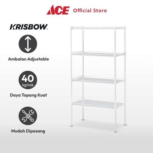 Jual ACE - Krisbow Rak Besi 4 Tingkat - Putih | Shopee Indonesia