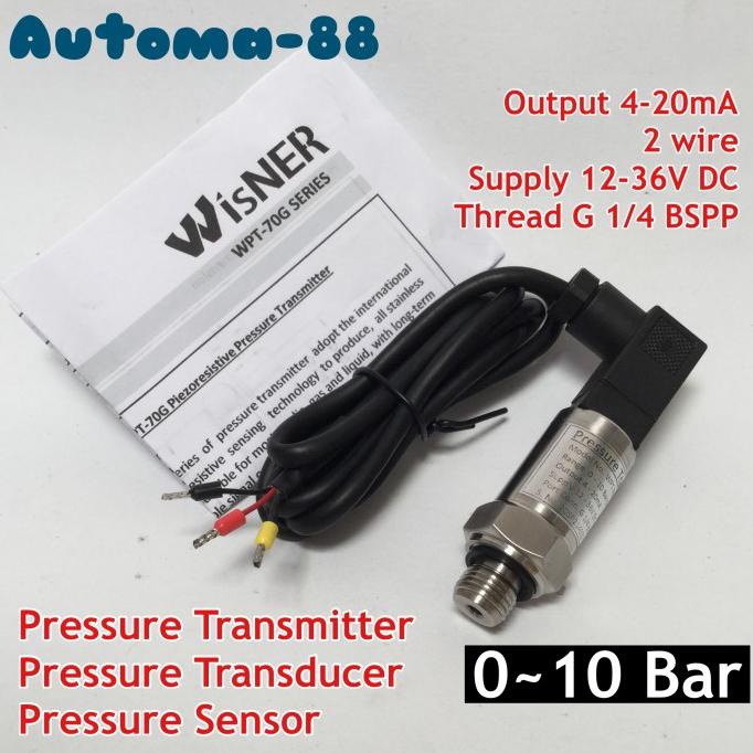 Jual Pressure Sensor 10Bar 0-10 Bar 4-20mA G 1/4 inch Transmitter 24VDC ...