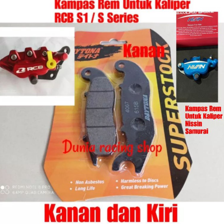 Jual ` Kampas rem untuk Kaliper RCB S1 S Series Kanan Kiri dan Kampas rem Kaliper Nissin Samurai ...
