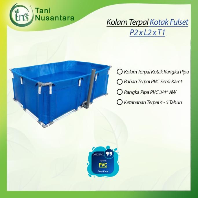 Jual TERPAL KOLAM IKAN KOLAM TERPAL KOTAK RANGKA PIPA PVC FULLSET 2M X ...