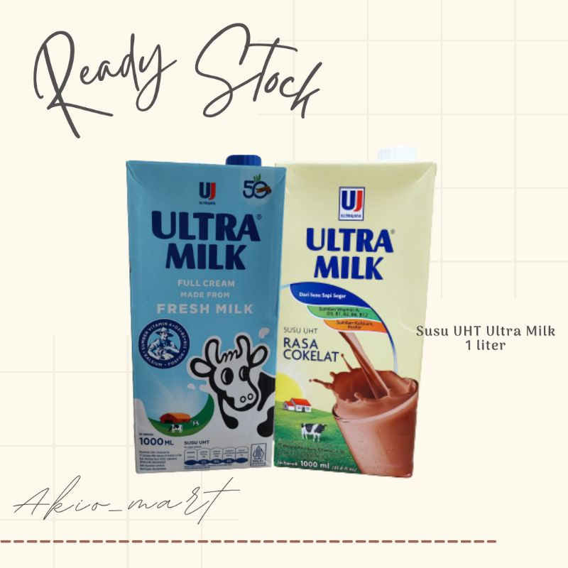Jual Susu UHT Ultra Milk rasa cokelat dan fullcream 1 liter | Shopee ...
