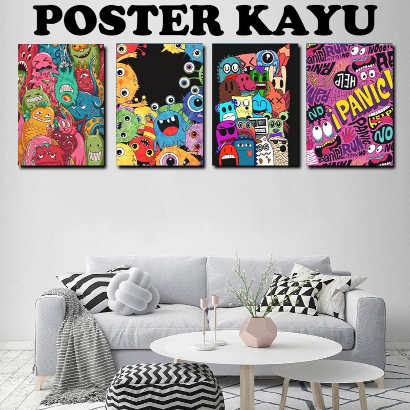 Jual Poster kayu DOODLE ART ukuran (20×30) Hiasan dinding kamar wall ...