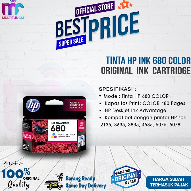 Jual MENARIK Tinta HP 680 Colour Ink Cartridge - For 2135, 3635 / Color ...
