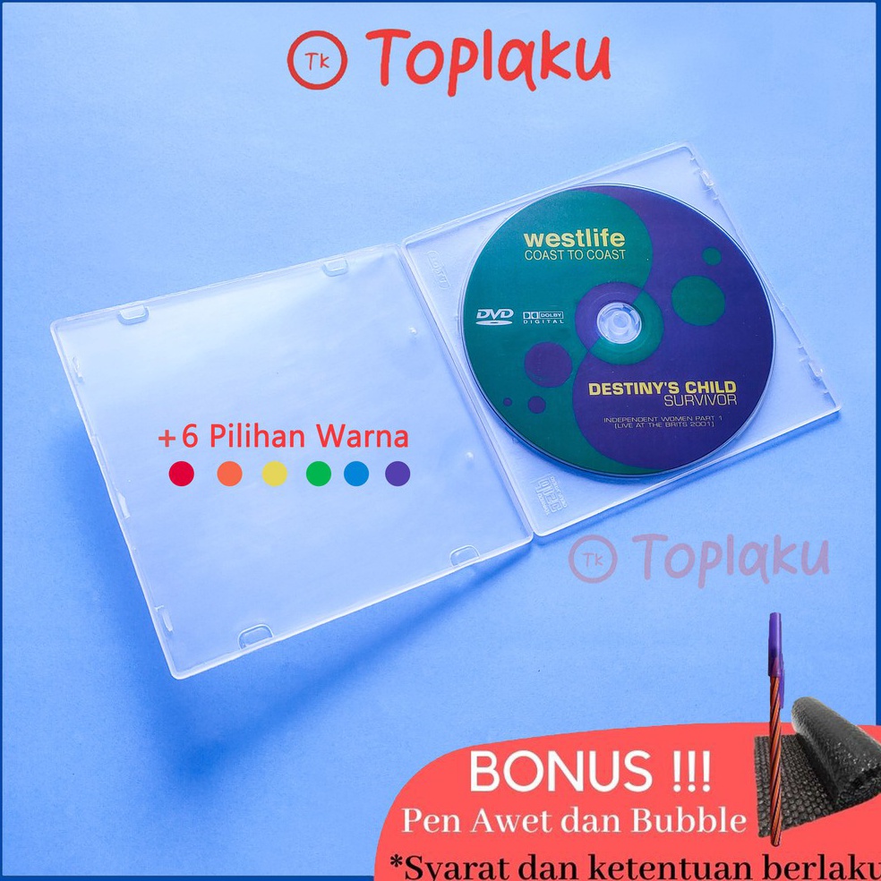 Jual VIRAL TOPLA Tempat CD DVD 50 Pieces Transparan Bening Tempat Kaset Case CD DVD Mika Kotak ...