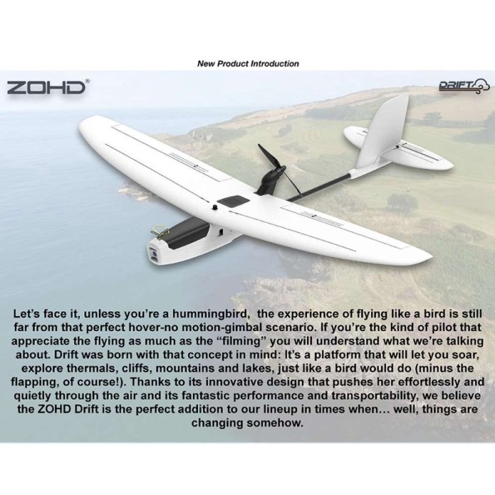 Jual Terlaris Zohd Drift 877Mm Wingspan Fpv Glider Aio Epp Rc Wing Airplane Pnp | Shopee Indonesia