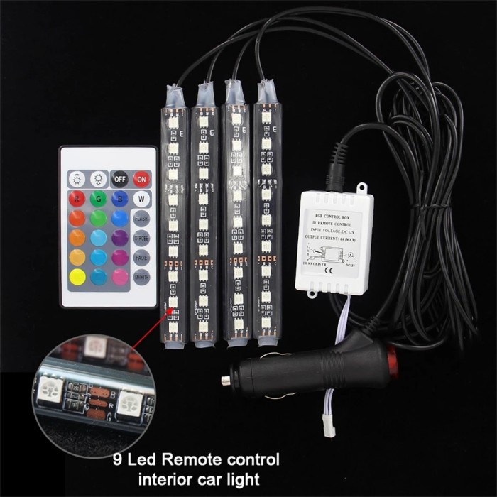 Jual LAMPU LED KOLONG DASHBOARD RGB MULTI COLOUR COLOK LIGHTER REMOTE ...