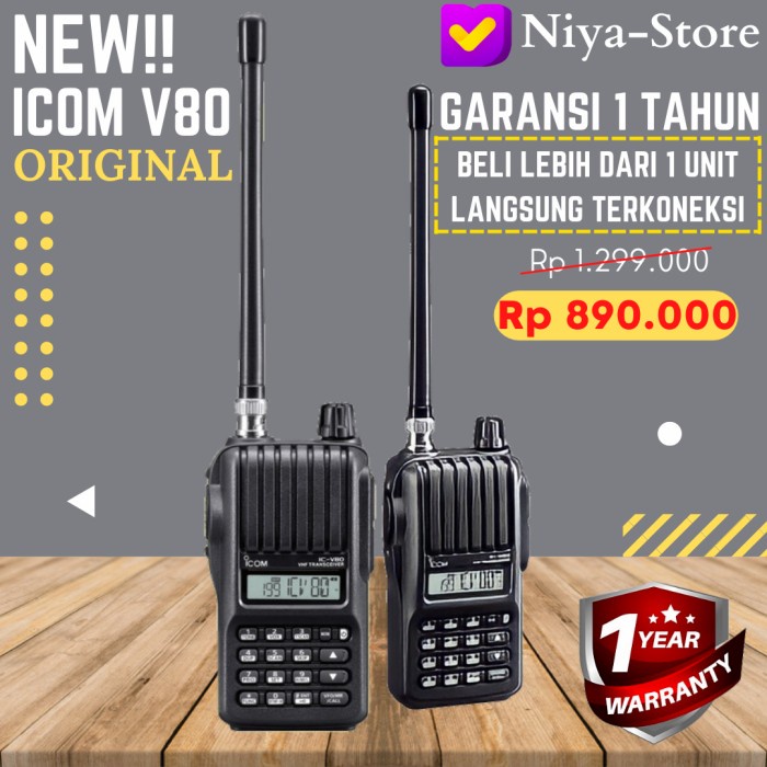 Jual NEW!! HT ICOM V80 ICOM IC V80 ORIGINAL LITHIUM VHF (GARANSI 1 ...