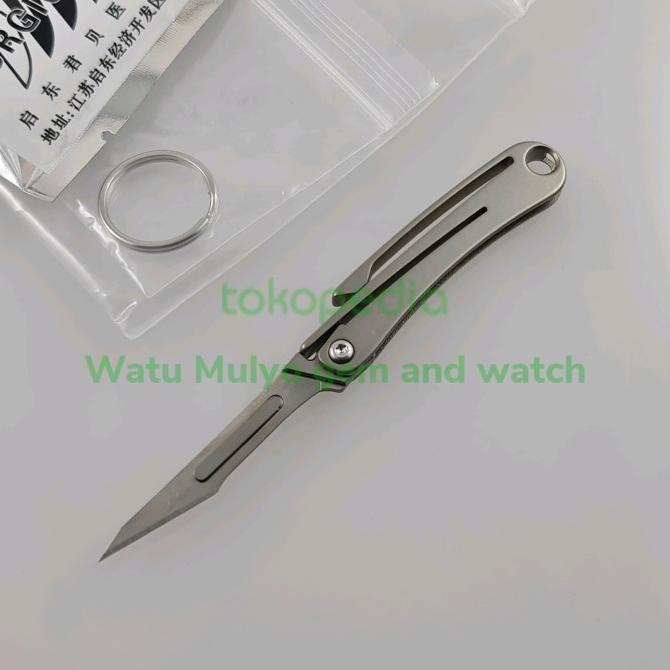 Jual Mini nano Titanium Ti Folding Knife Scalpel Blade EDC key chain ...