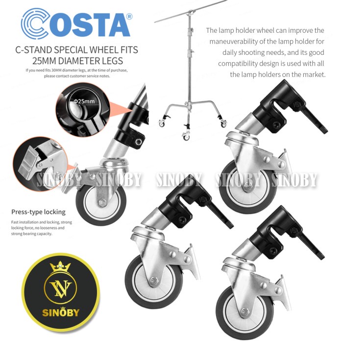 Jual Roda C Stand/ Light Stand/ Tripod Stainless Steel Wheels 3Pcs For ...