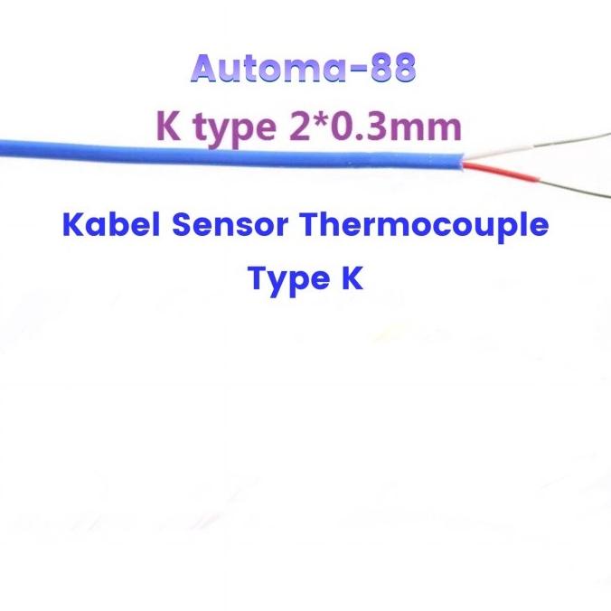 Jual Kabel Type K Extension Sensor Suhu Thermocouple 2 x 0.3 mm Biru ...