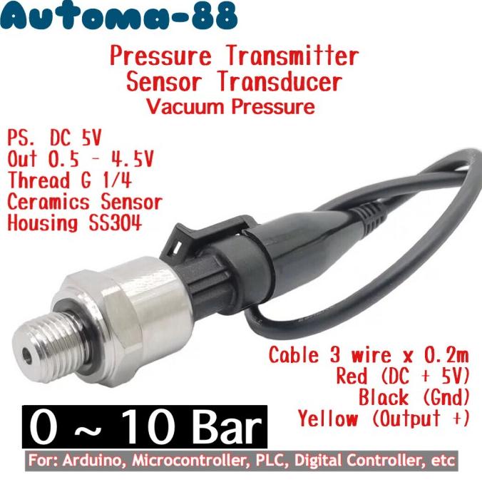 Jual Pressure sensor Transmitter 0-10Bar DC 5V Transducer 10 Bar 1MPa ...