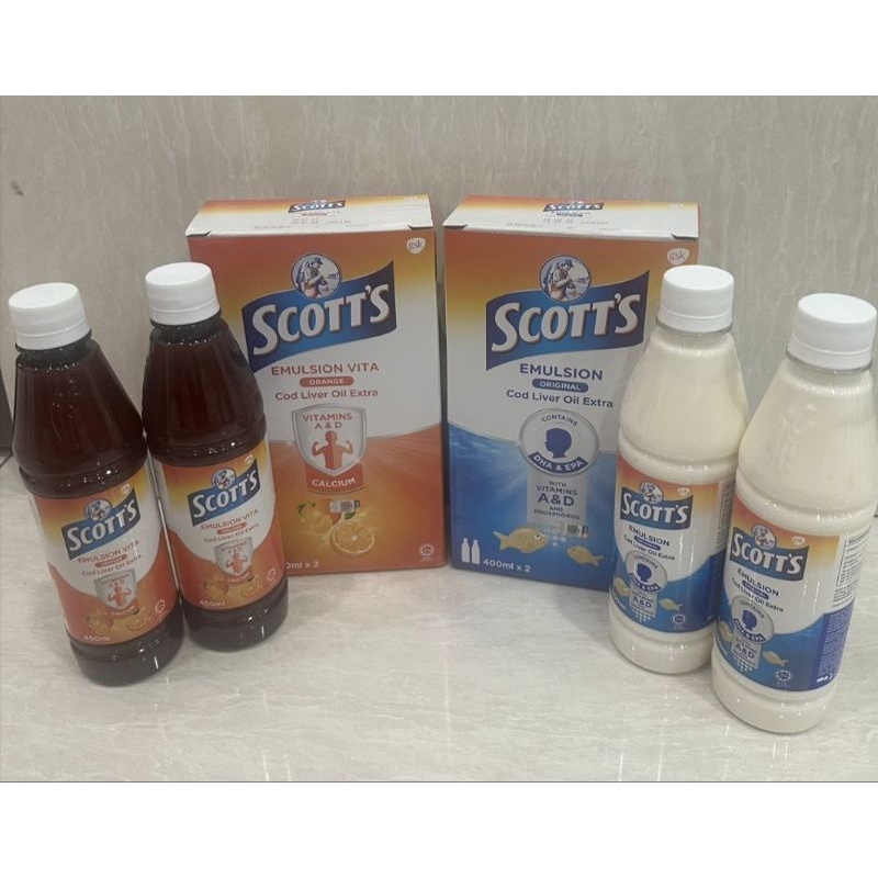 Jual SCOTTS EMULSION OREN/ORIGINAL COD LIVER OIL ( 400ml x2 ) | Shopee ...