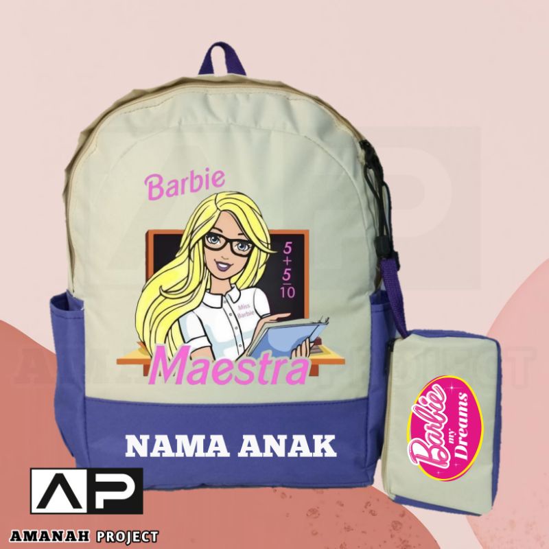 Jual Tas Ransel Anak Backpack Sekolah Custom Gambar Barbie Maestra ...