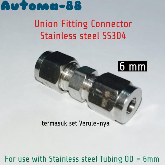 Jual Union Connector 6mm Fitting Sambungan lurus pipa Tubing Stainless 6 mm | Shopee Indonesia