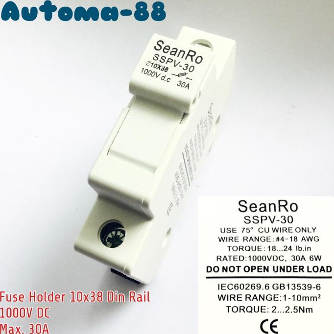 Jual Fuse Holder 10x38 DC 1000V 1P Din Rail MCB Solar Panel Cell Surya ...