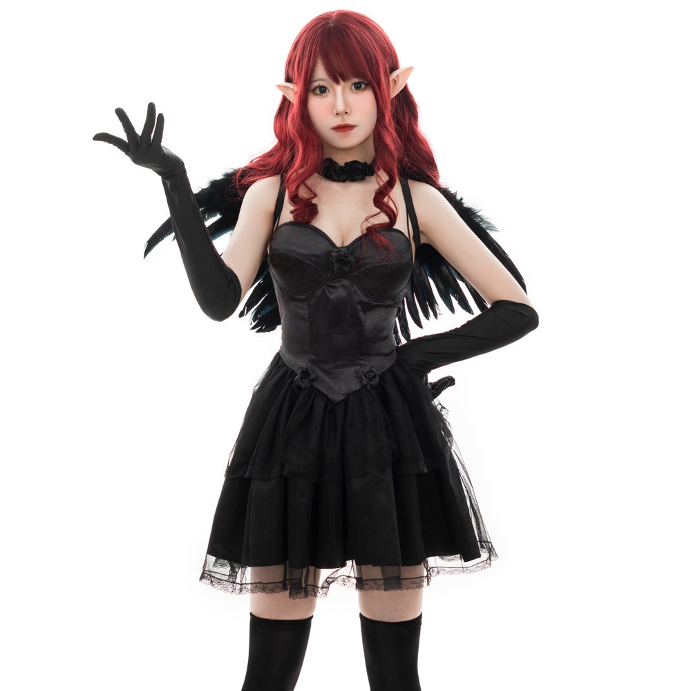 Jual Halloweencosplay Elf/Black Angel Stage Costume Adult Female Demon ...