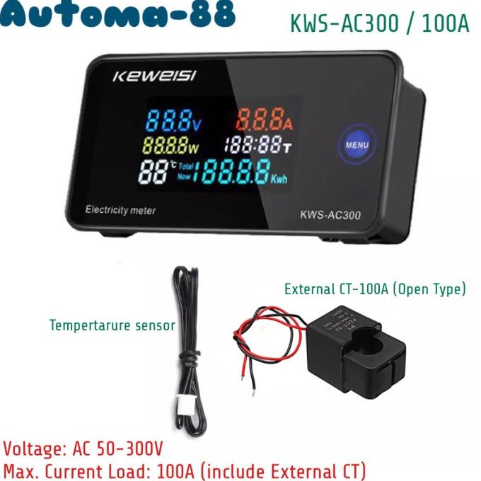 Jual Keweisi KWS AC300 100A AC 50-300V Watt Volt Ampere KWH Energy ...