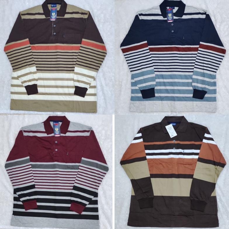 Jual Terbaru Cod Kaos Kerah Kra Polo Motif Salur Garis Long Slevee / Lengan Panjang | Shopee ...