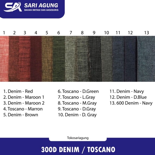 Jual 300D DENIM TOSCANO METER KAIN CORDURA DINIER POLYESTER D300 DENIM ...