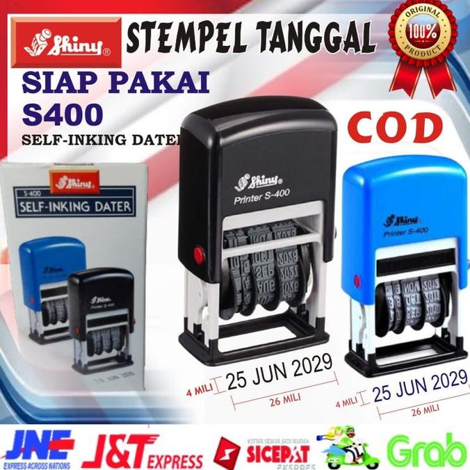 Jual STEMPEL TANGGAL CAP SHINY S400 WARNA BIRU - HITAM OTOMATIS KANTOR ...