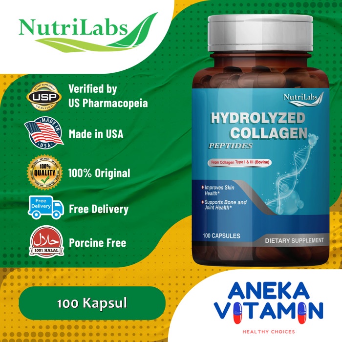Jual Nutrilabs Hydrolyzed Collagen Peptides isi 100 Made in USA | Shopee Indonesia