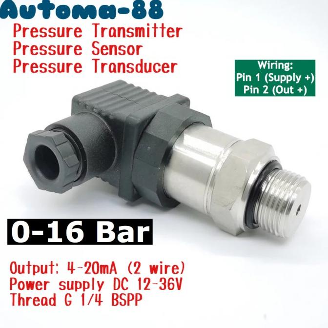 Jual Pressure Sensor Transducer Transmitter 16Bar Output 4-20mA 24V 2 ...
